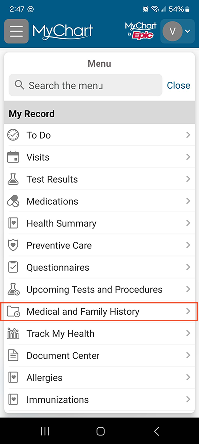 Viewing History in MyChart | OrthoVirginia